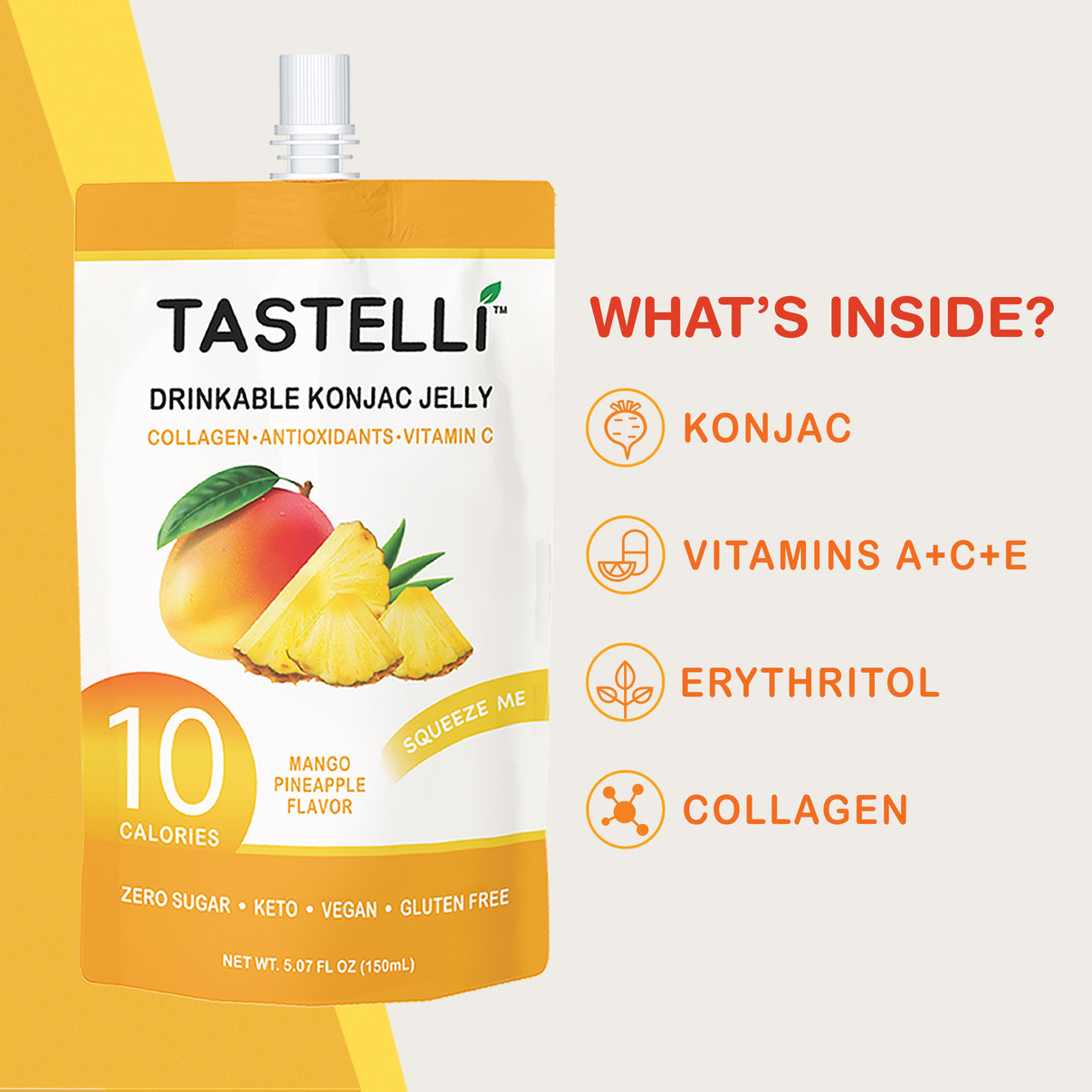 Tastelli Collagen Konjac Jelly Case (150 ml x 10 packs) - Mango Pineap ...